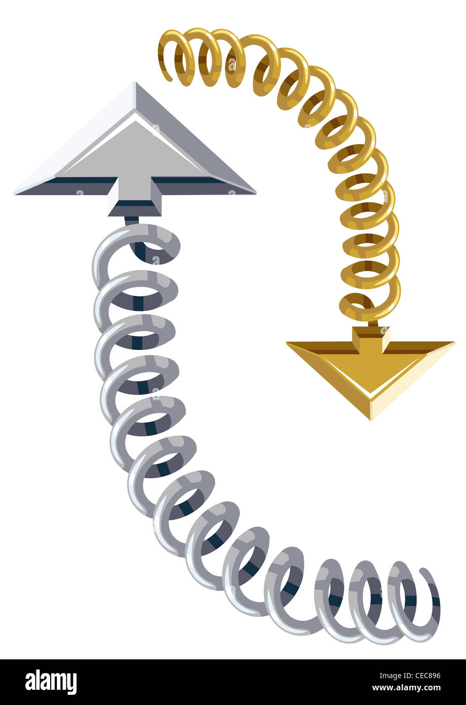 Golden and silver spring arrow, illustration Stock Photo - Alamy