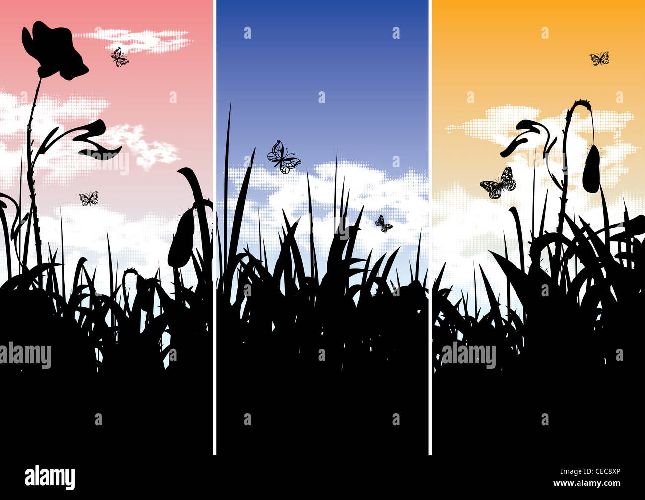 Set of three vertical nature banners, illustration Stock Photo - Alamy