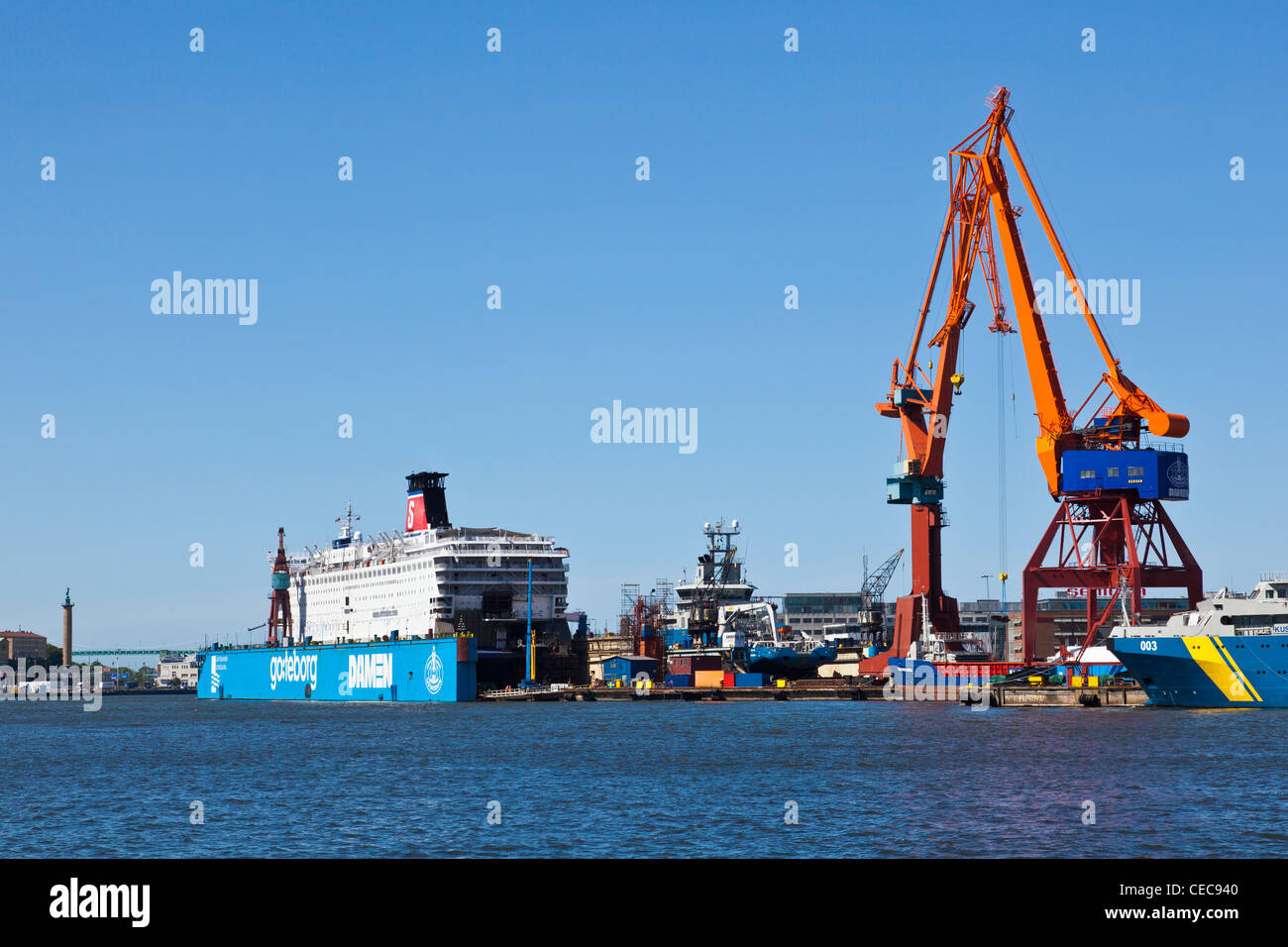 The port of Gothenburg with a ship in wharf Stock Photo - Alamy