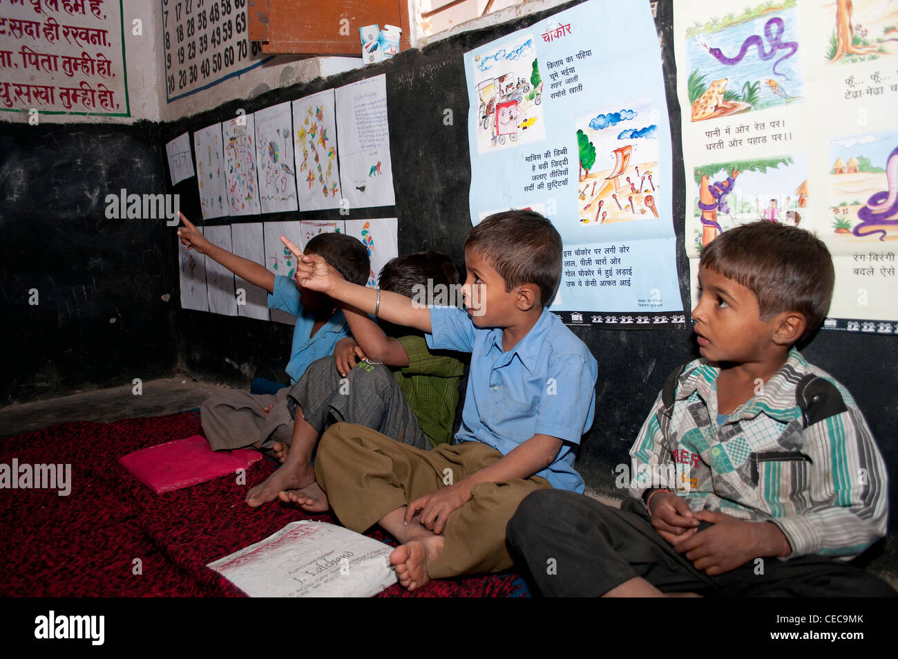 Children in class, Village school near Jaipur, Rajasthan, India Stock ...