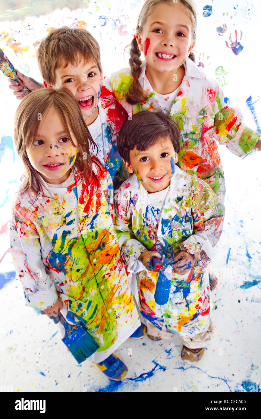 Girls in covered paint hi-res stock photography and images - Alamy