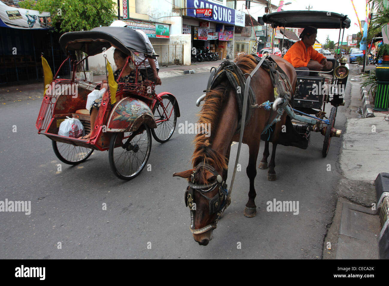 horse cart rickshaw transportation Yogyakarta Indonesia Stock Photo - Alamy