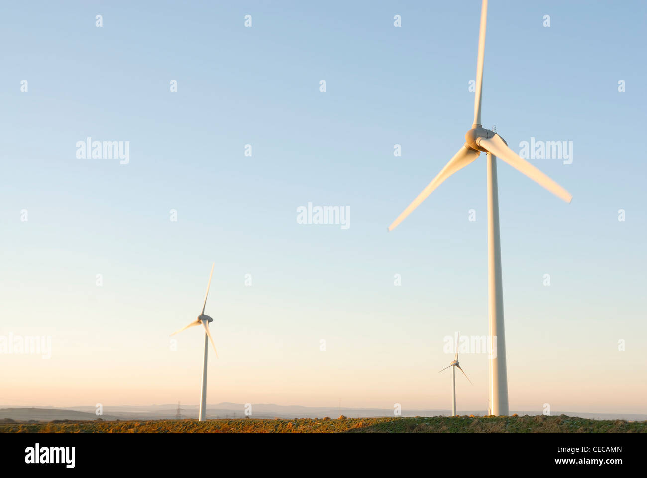 Three wind turbines on a Cornish wind farm, UK Stock Photo - Alamy