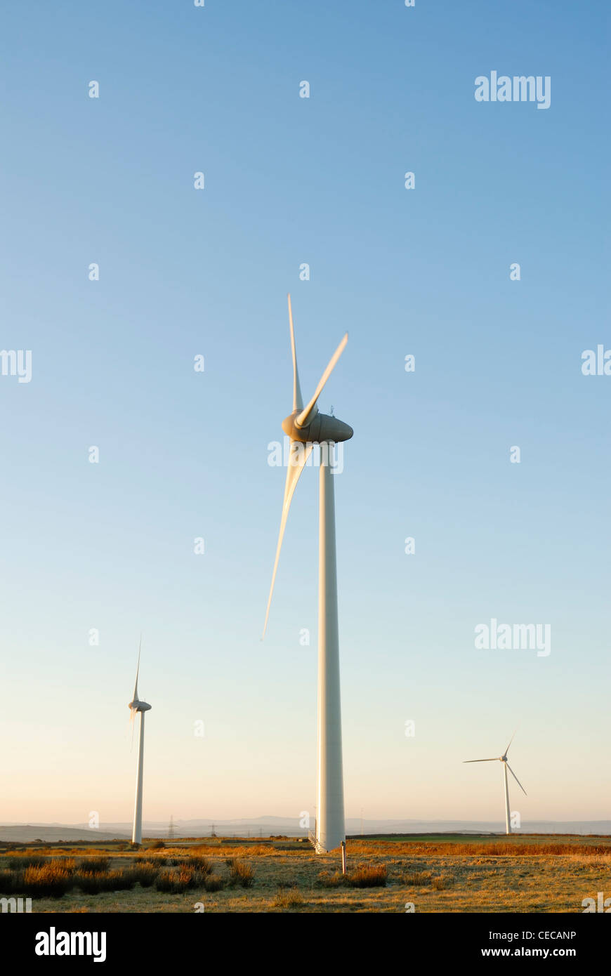 Three wind turbines on a Cornish wind farm, UK Stock Photo - Alamy