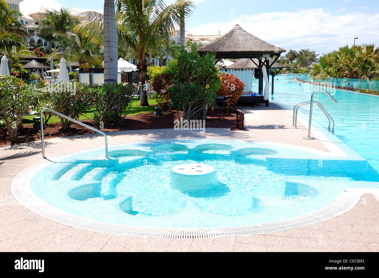 Swimming pool with jacuzzi at luxury hotel, Tenerife island, Spain ...