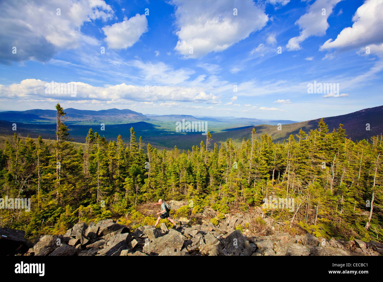 A man hikes the Appalachian Trail on Crocker Mountain in Stratton ...