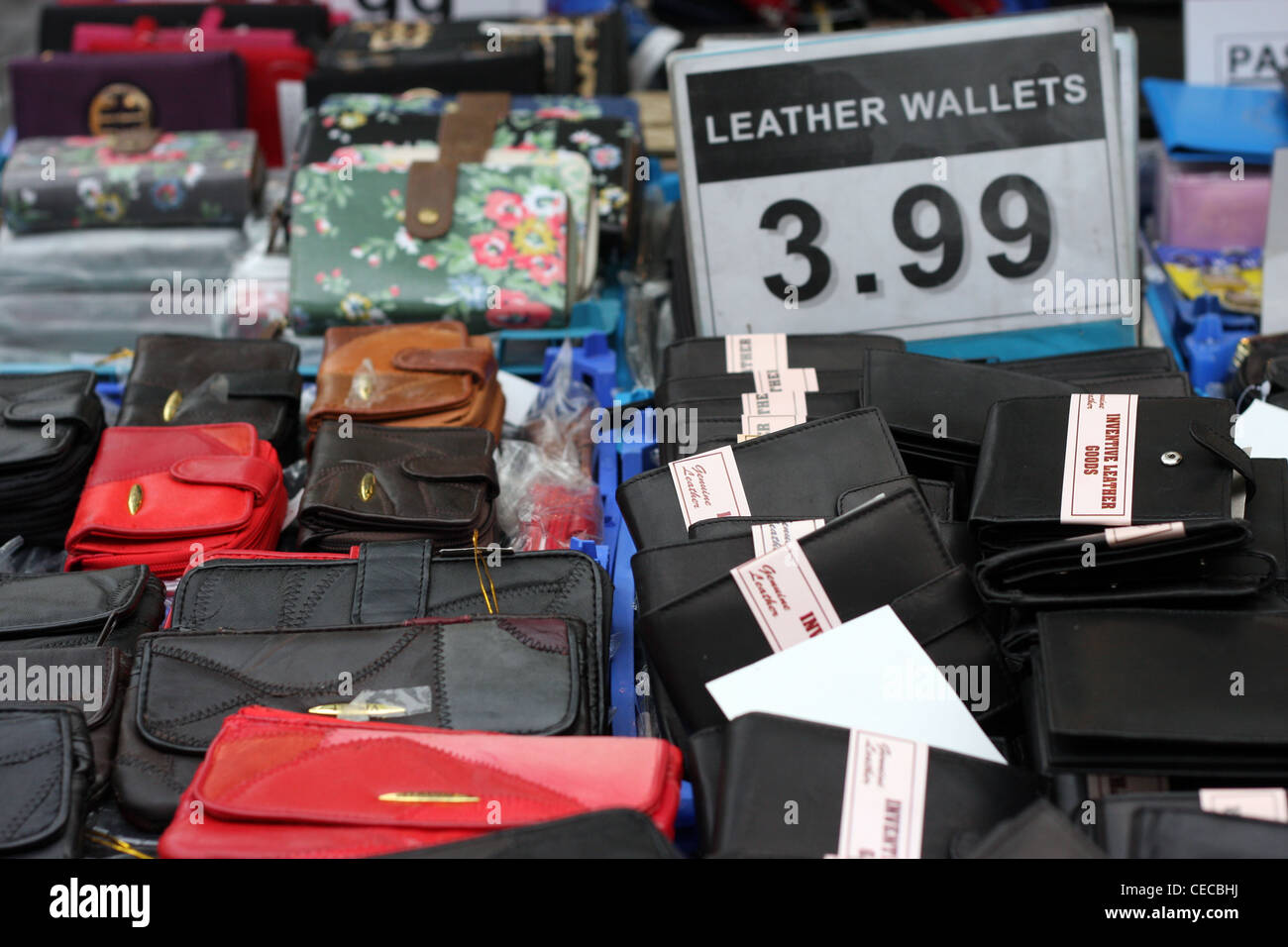 Wallets for sale on a market stall Stock Photo - Alamy