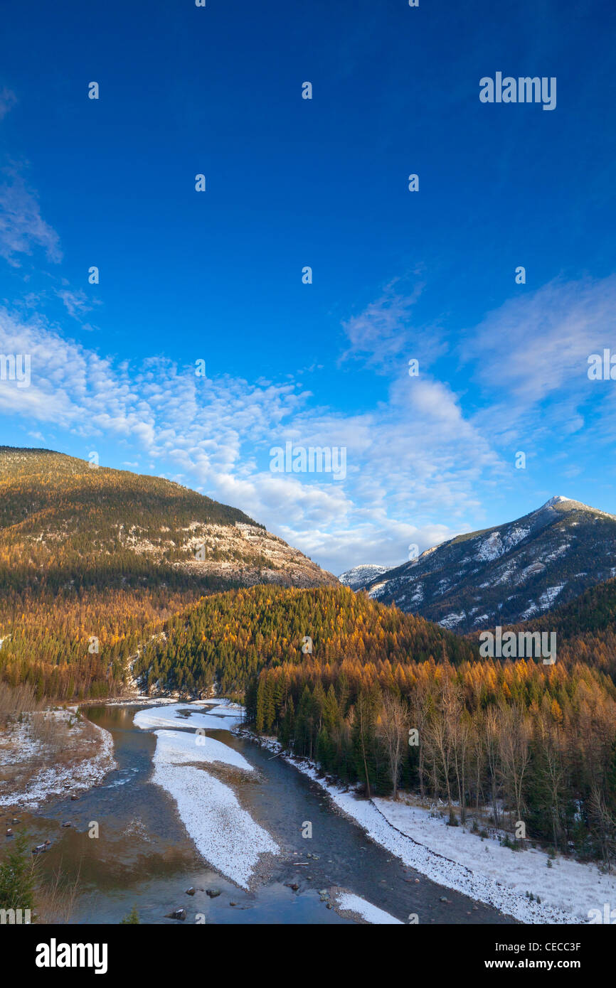 The Middle Fork of the Flathead River with Running Rabbit Mountain in ...