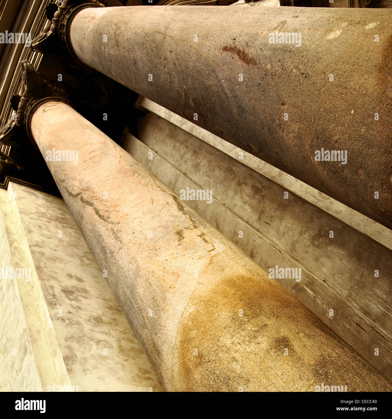 Perspective of the classic columns close up Stock Photo - Alamy
