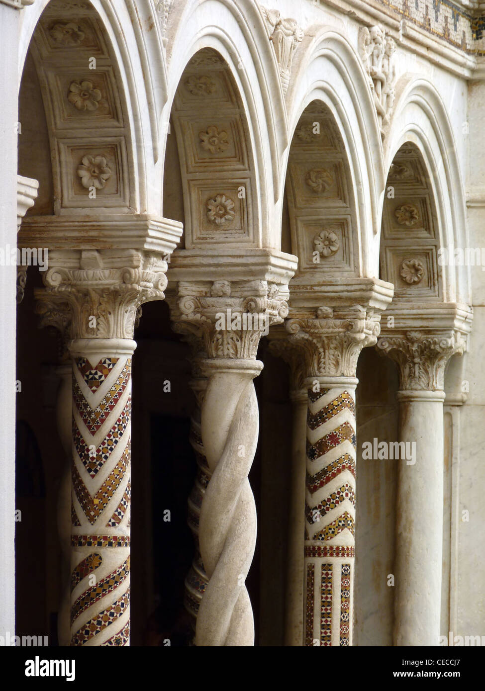 Pillars of the cloister at San Paolo Fuori le Mura, Rome, Italy Stock ...