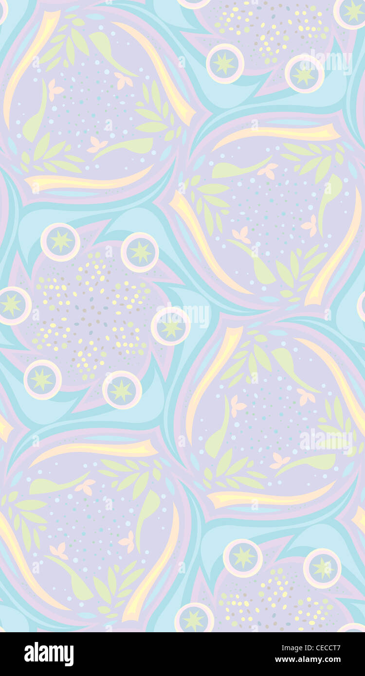 Repeating background pattern of pretty floral and circle shapes Stock ...