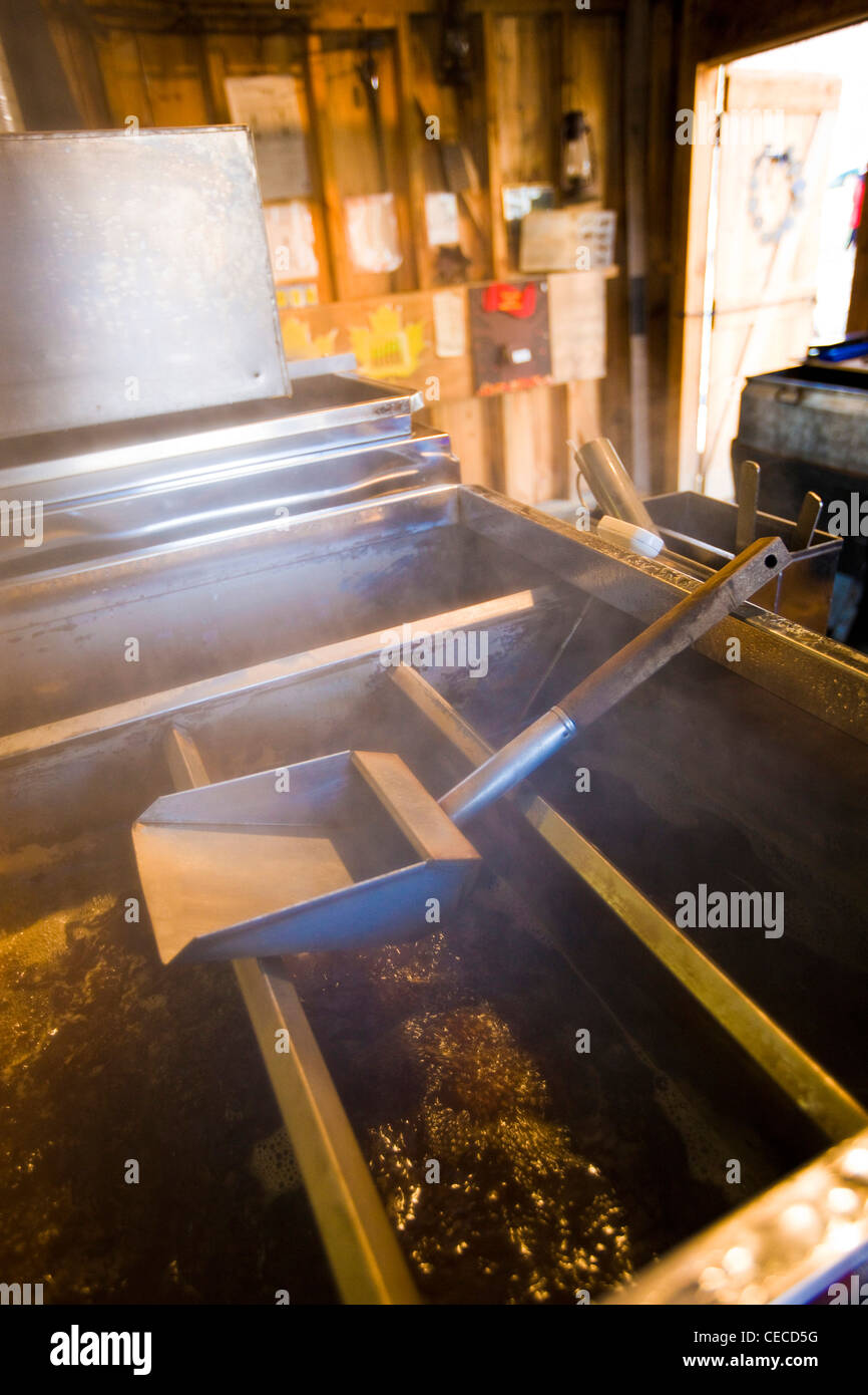 Boiling maple sap at Folsom's Sugar House in Chester, New Hampshire ...