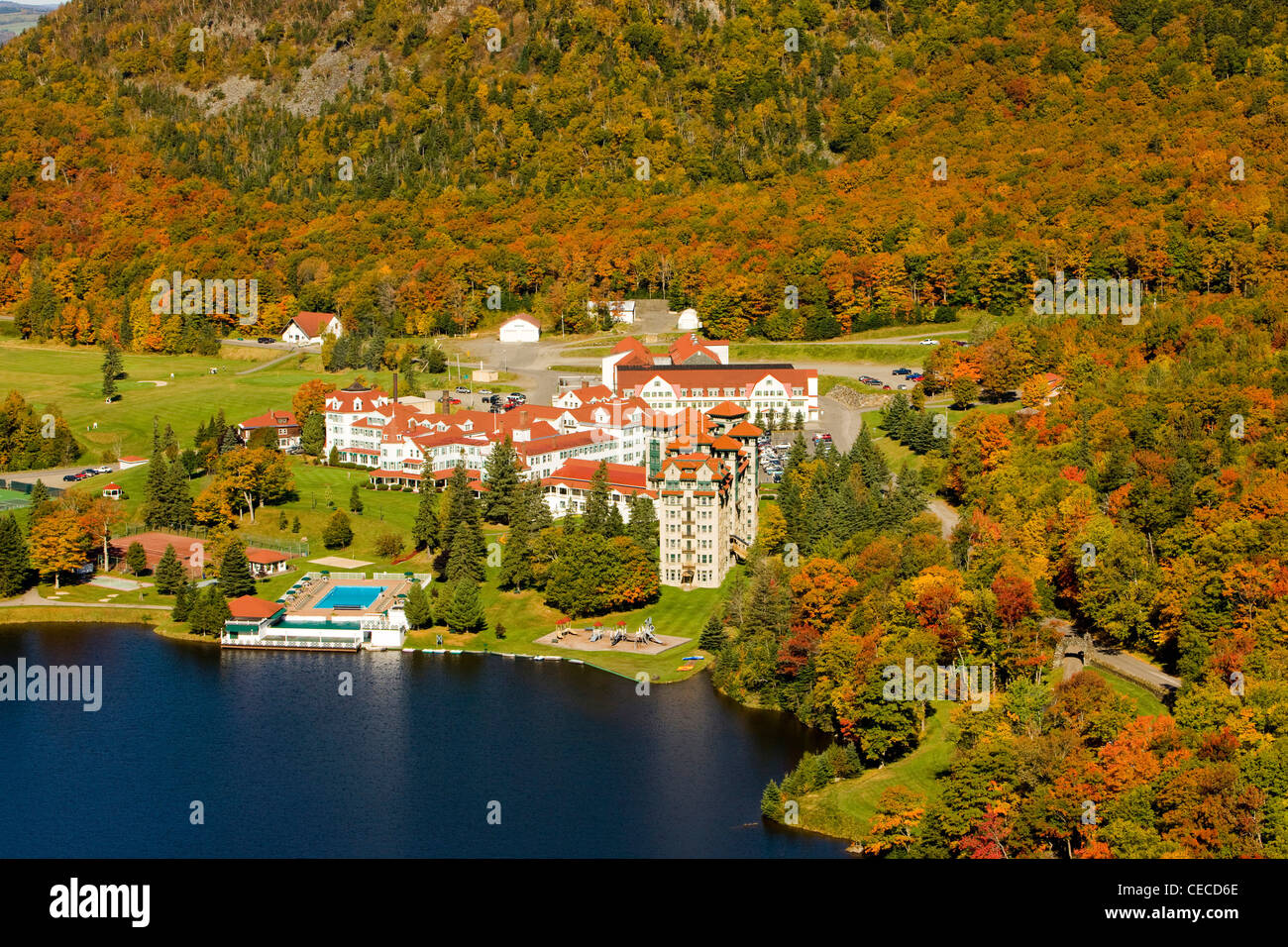 Lake Gloriette and the Balsams Grand Resort as seen from the cliffs ...