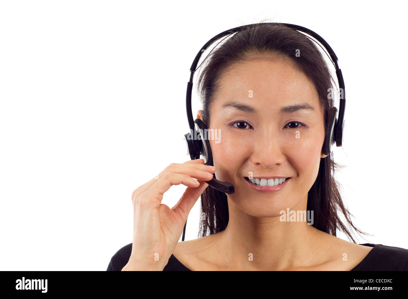Female customer service operator isolated over white background Stock ...