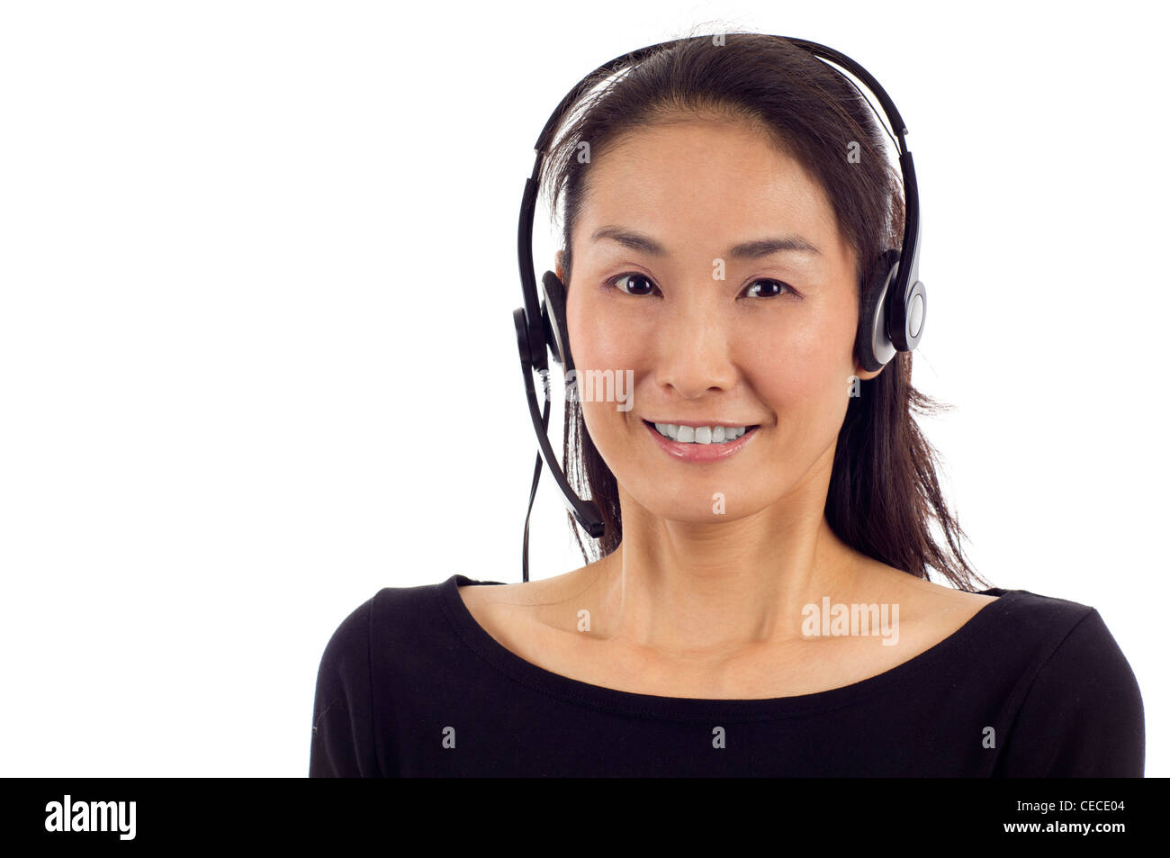 Female customer service operator isolated over white background Stock ...