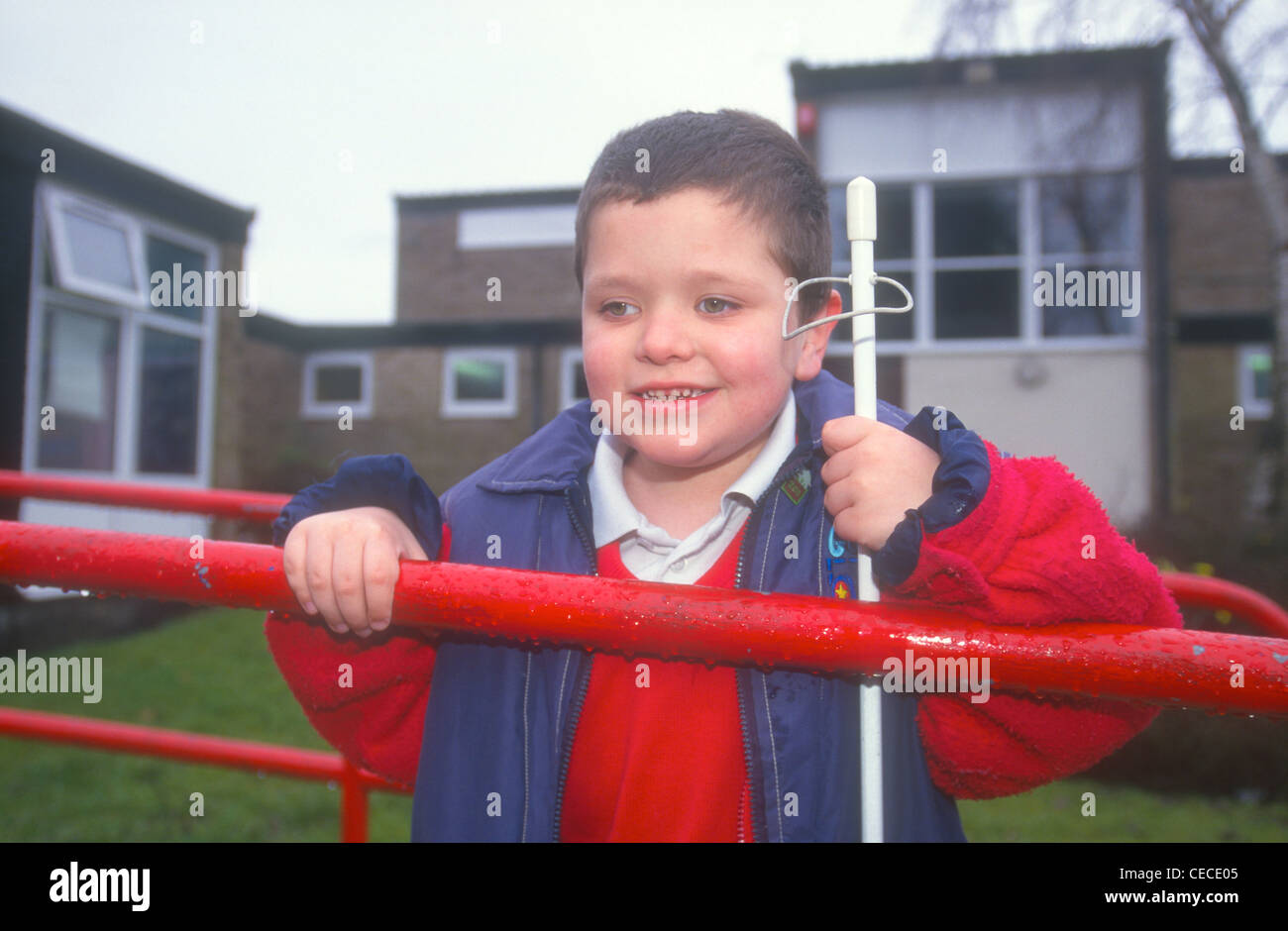 Blind pupil with walking stick, Oak Tree Nursery & Primary School ...