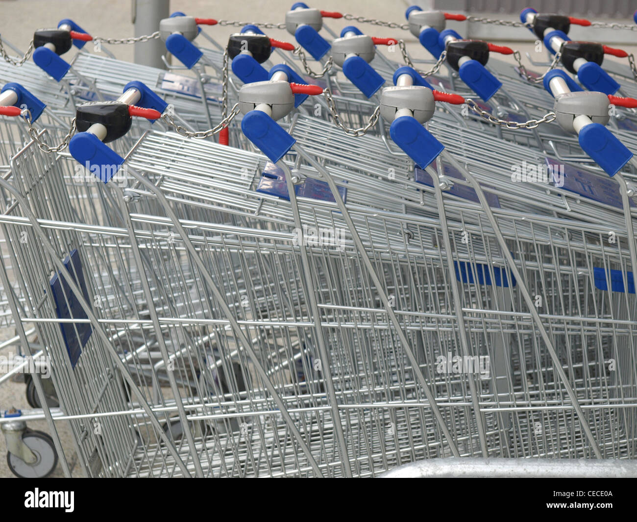 Row of supermarket shopping carts or trolleys Stock Photo - Alamy