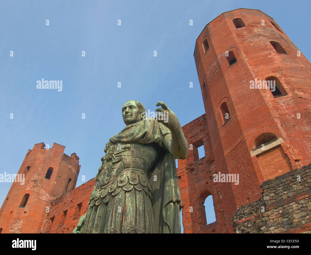 Julius Caesar monument at Palatine towers in Turin, Italy Stock Photo ...