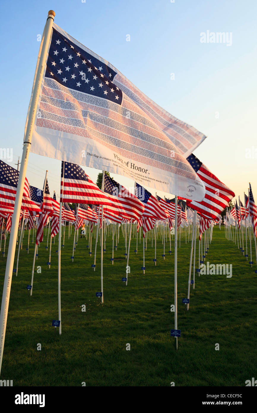USA, Oregon, Salem, Flag of Honor (TM) and American Flags at a ...