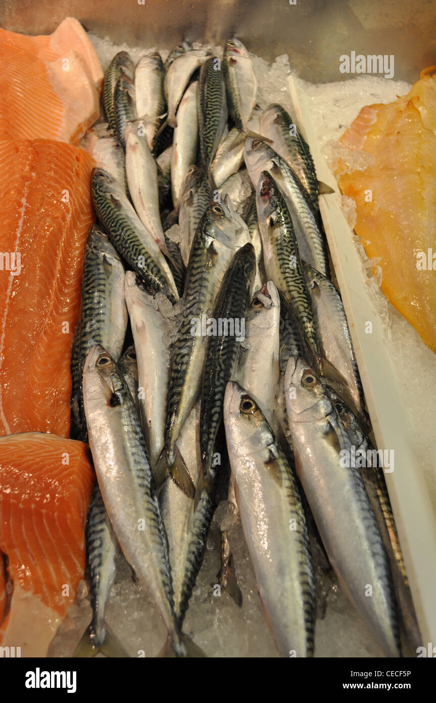Fishmongers at Lyme Regis Dorset, selling fresh fish and seafood caught ...