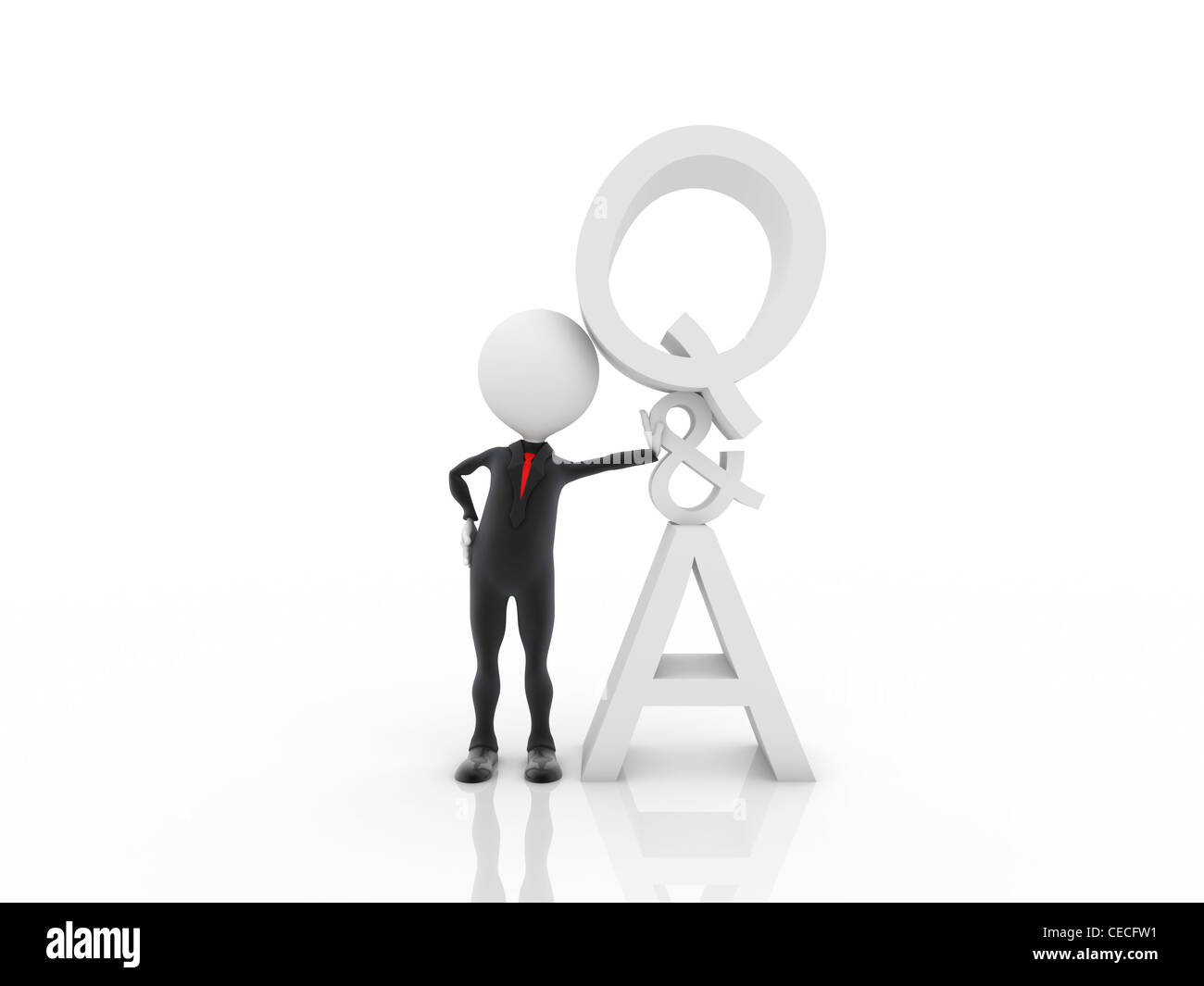 3d man with question and answer sign Stock Photo - Alamy