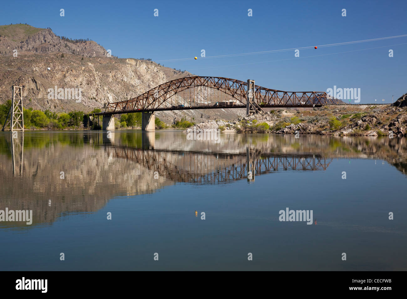 WA, Chelan County, Daroga State Park, Columbia River and bridge Stock ...