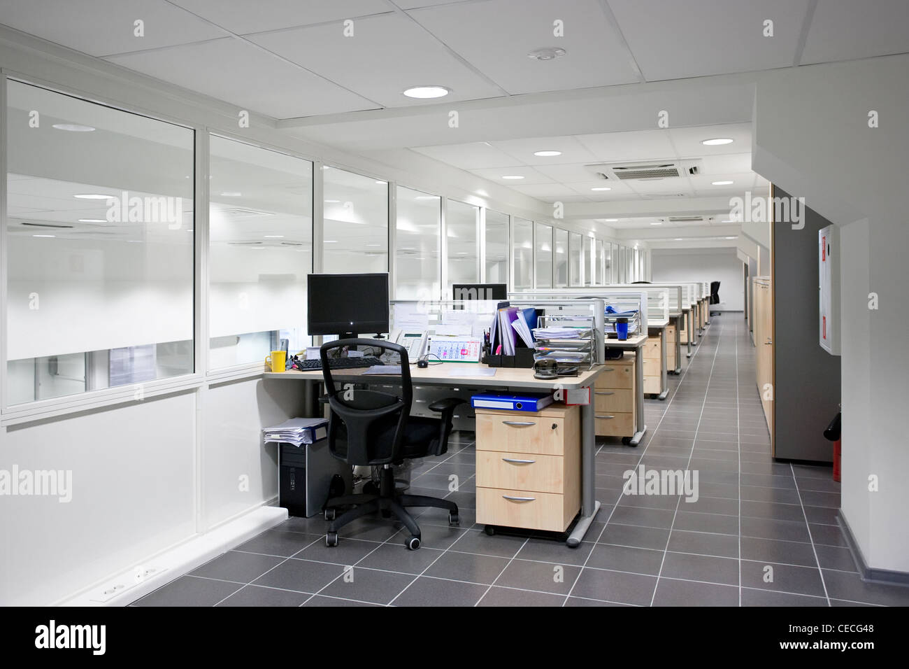 Empty bank office with desks in raw Stock Photo - Alamy