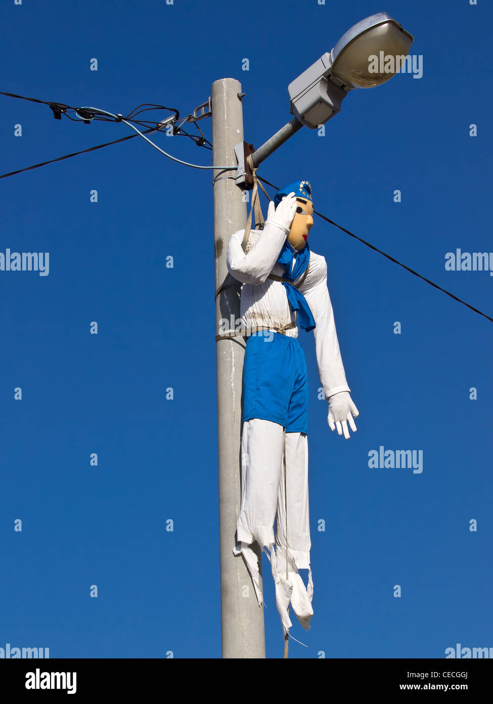 dummy hanging on the post Stock Photo - Alamy