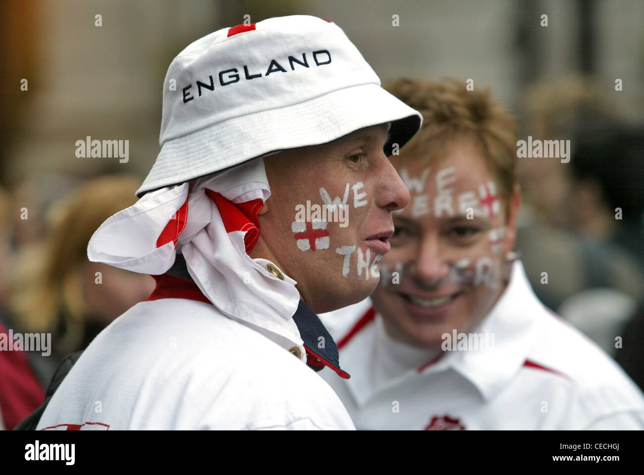 England rugby team fans with painted faces Stock Photo - Alamy