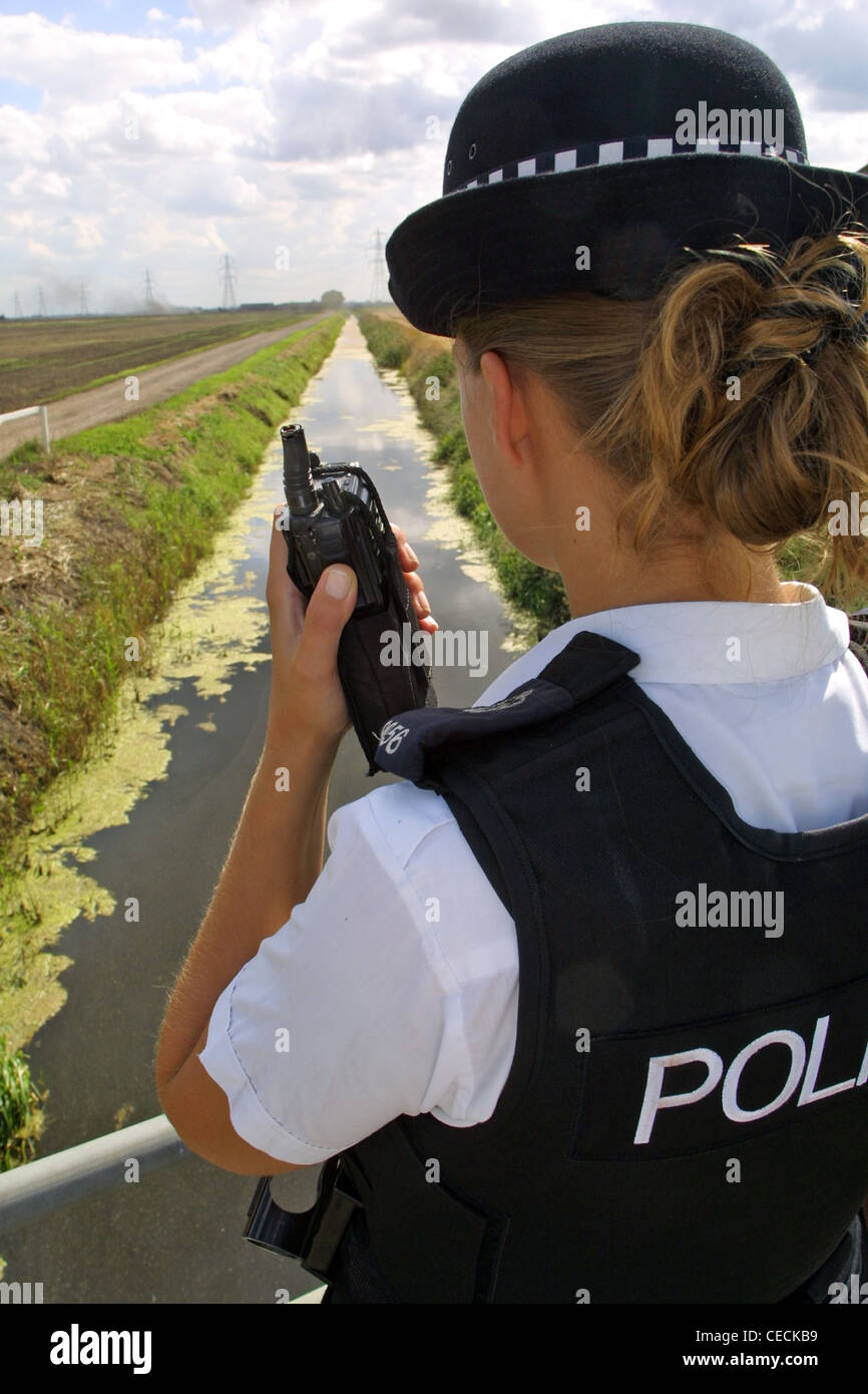 British Police Officer Patrolling Rural High Resolution Stock ...