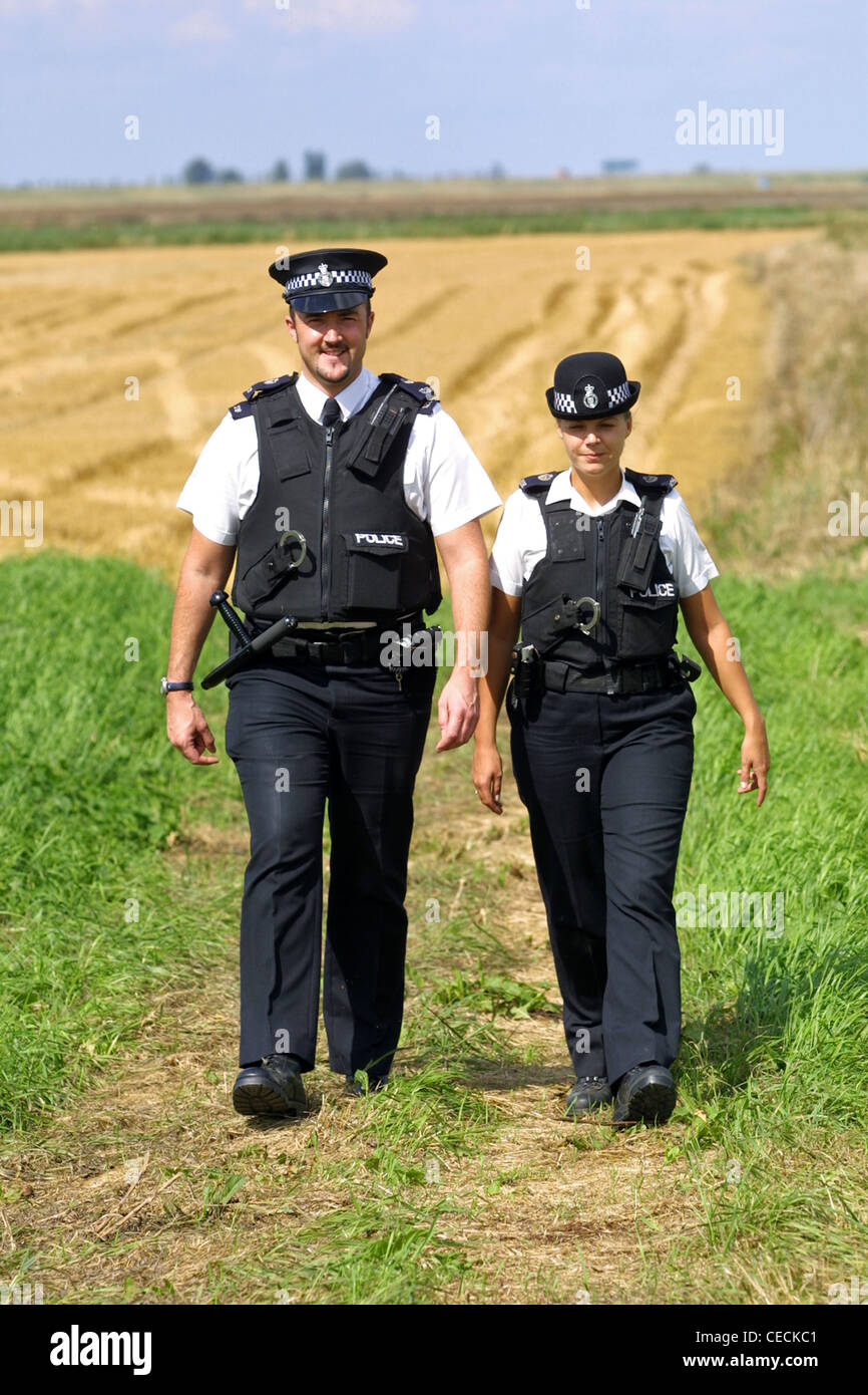 British Police officers patrolling rural area of Suffolk, UK Stock ...