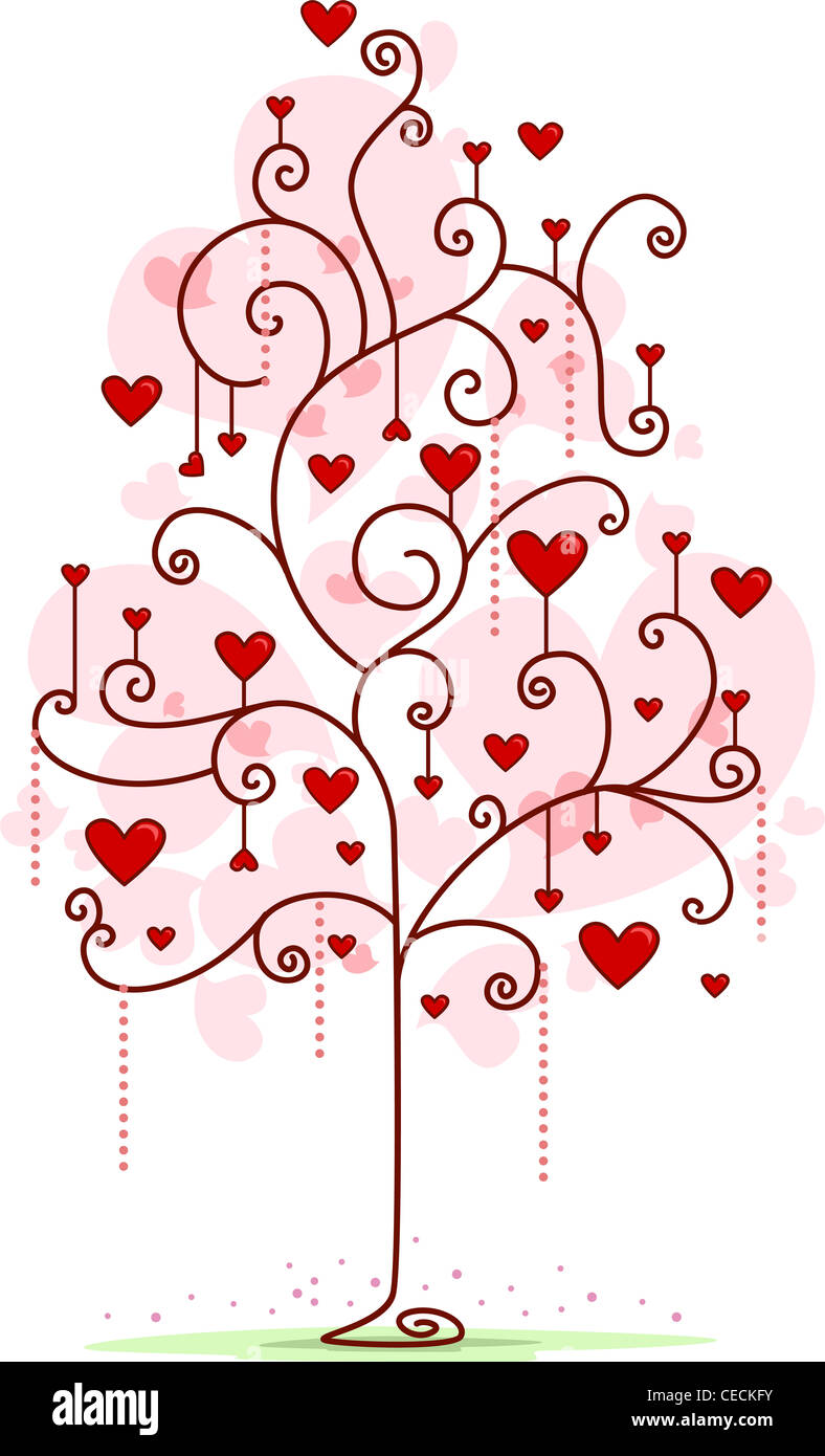Illustration Featuring a Colorful Heart Tree Stock Photo - Alamy