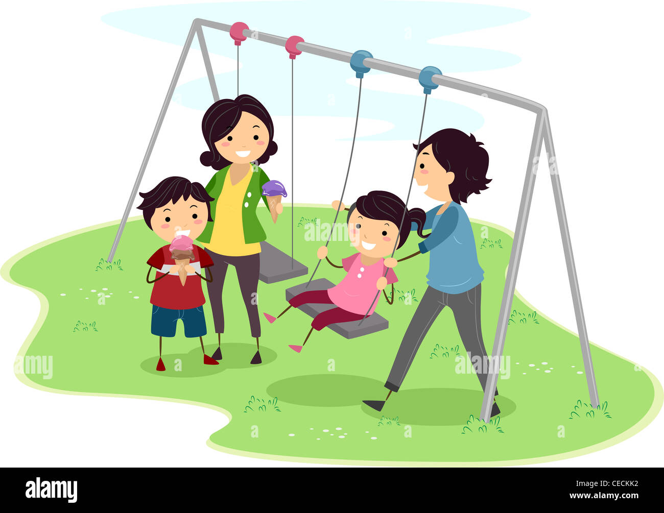 Illustration of a Family Having Some Quality Time Stock Photo - Alamy