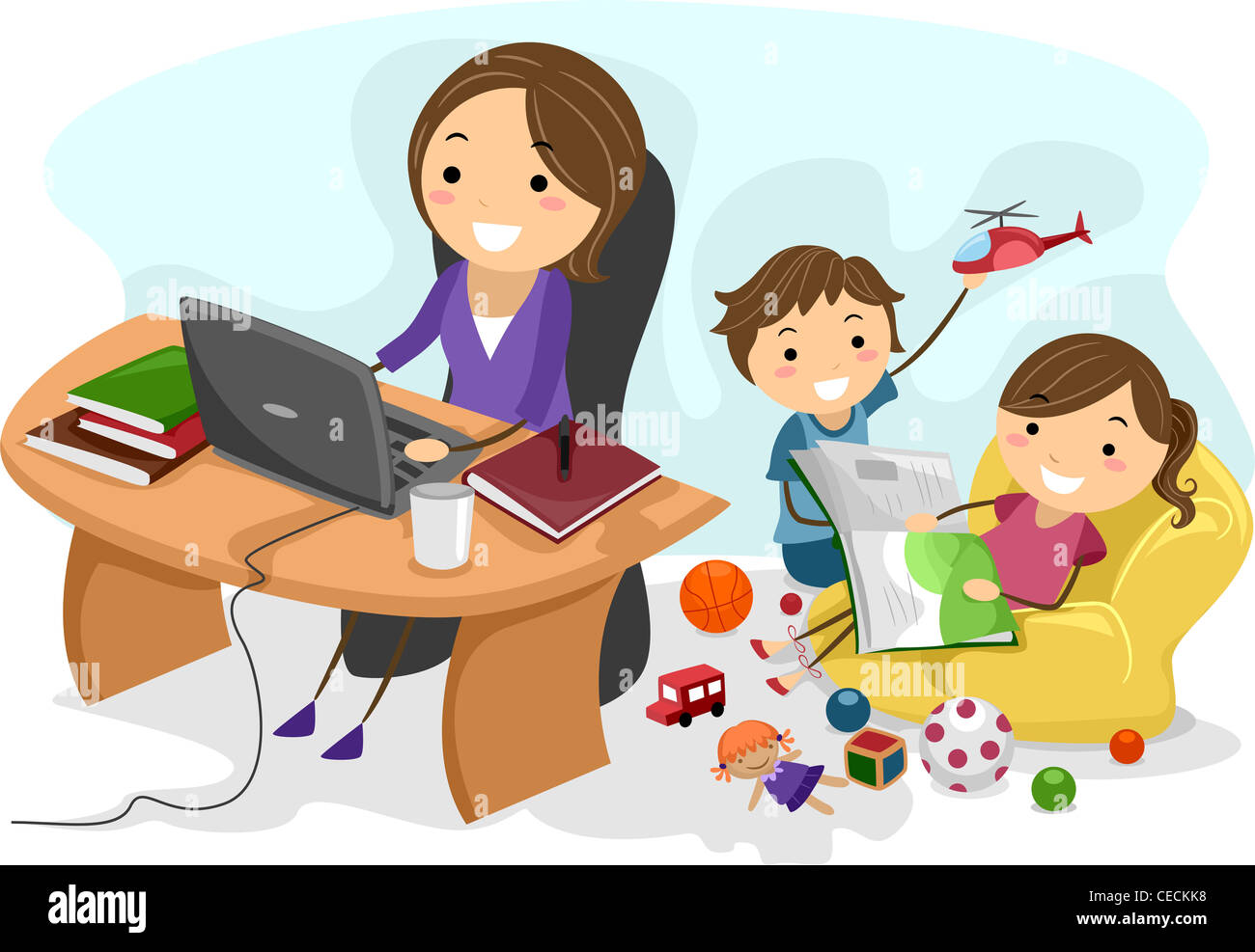 Illustration Featuring a Working Mom Stock Photo - Alamy