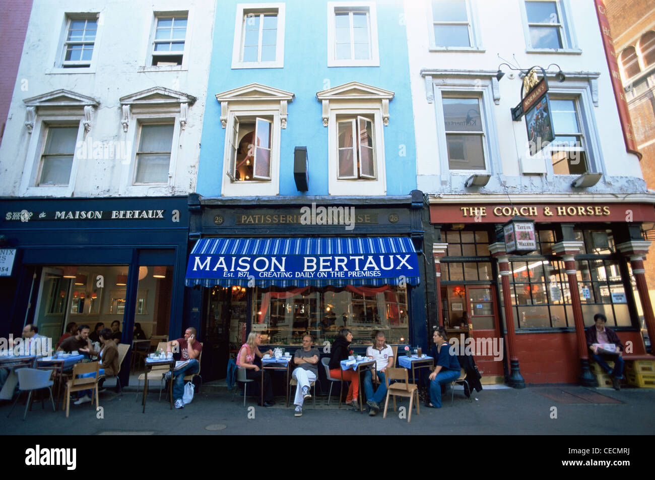 England, London, Soho, Cafes in Greek Street Stock Photo - Alamy