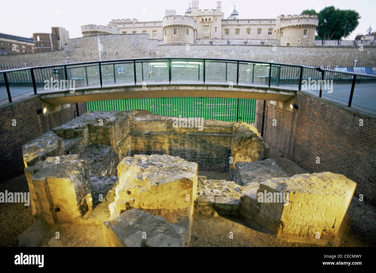 England, London, Tower Hill, Ruins of 13th Century Guard House Guarding ...