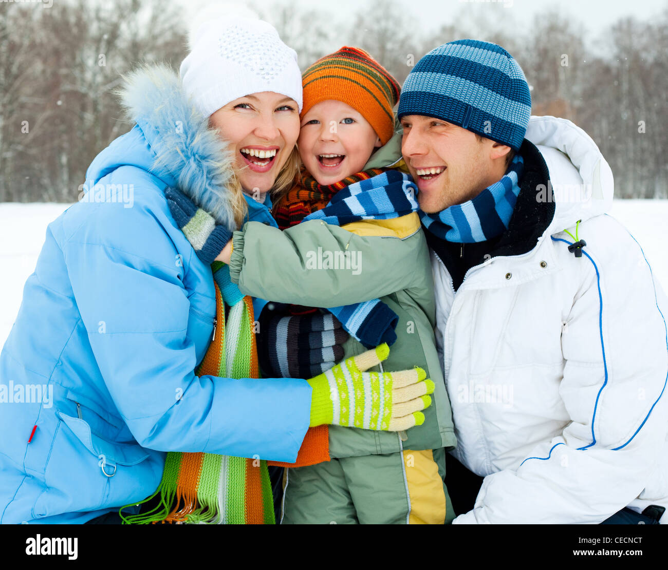 happy family outdoor on a winter day Stock Photo - Alamy