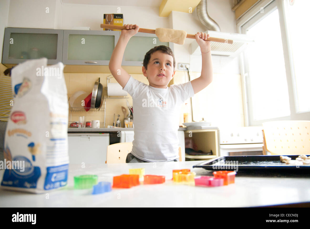 boy making cookies Stock Photo - Alamy