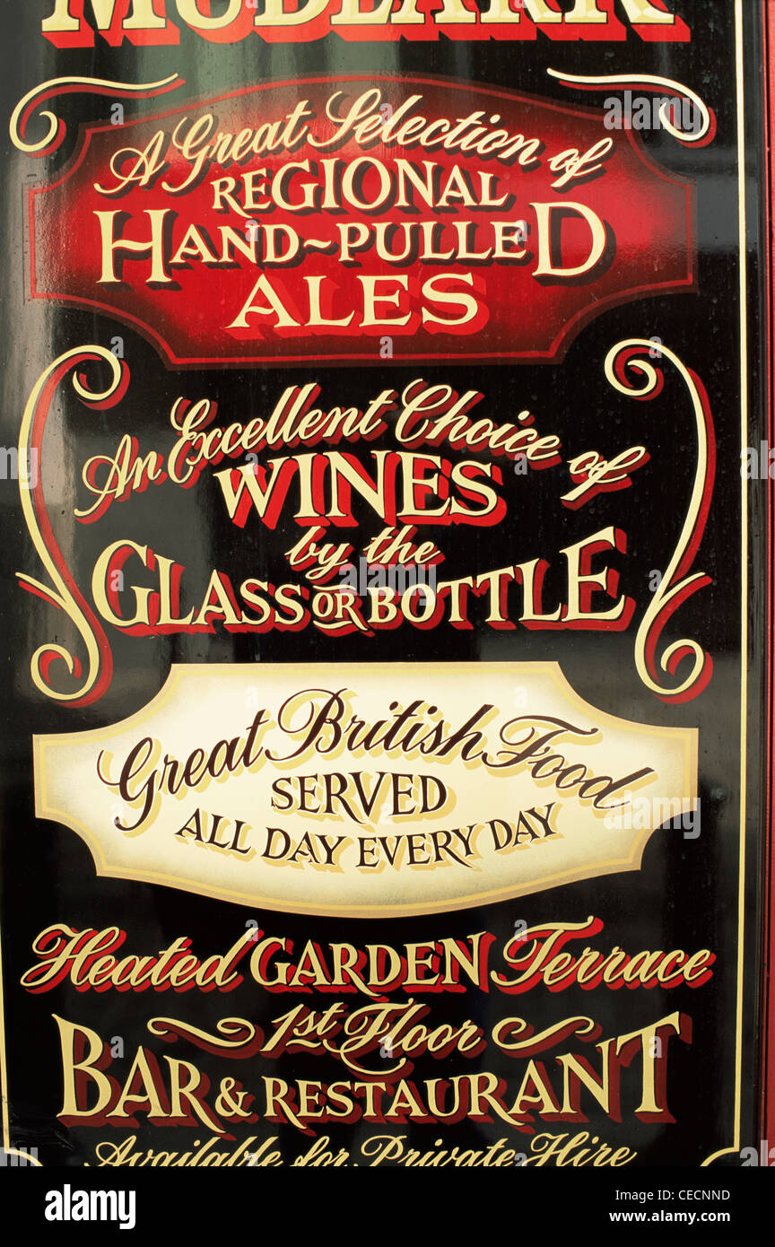 England, London, Typical Pub Ale and Food Sign Stock Photo - Alamy