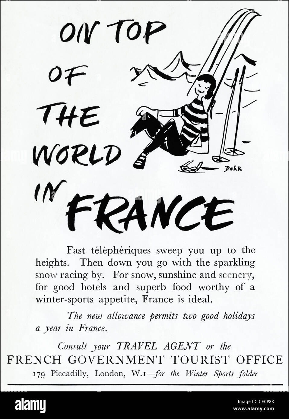 Original advert from 1950s news magazine advertising winter holidays in ...
