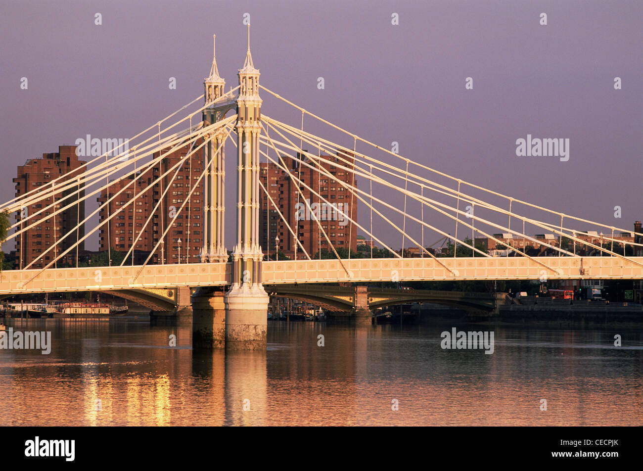 England, London, Chelsea, Albert Bridge Stock Photo - Alamy