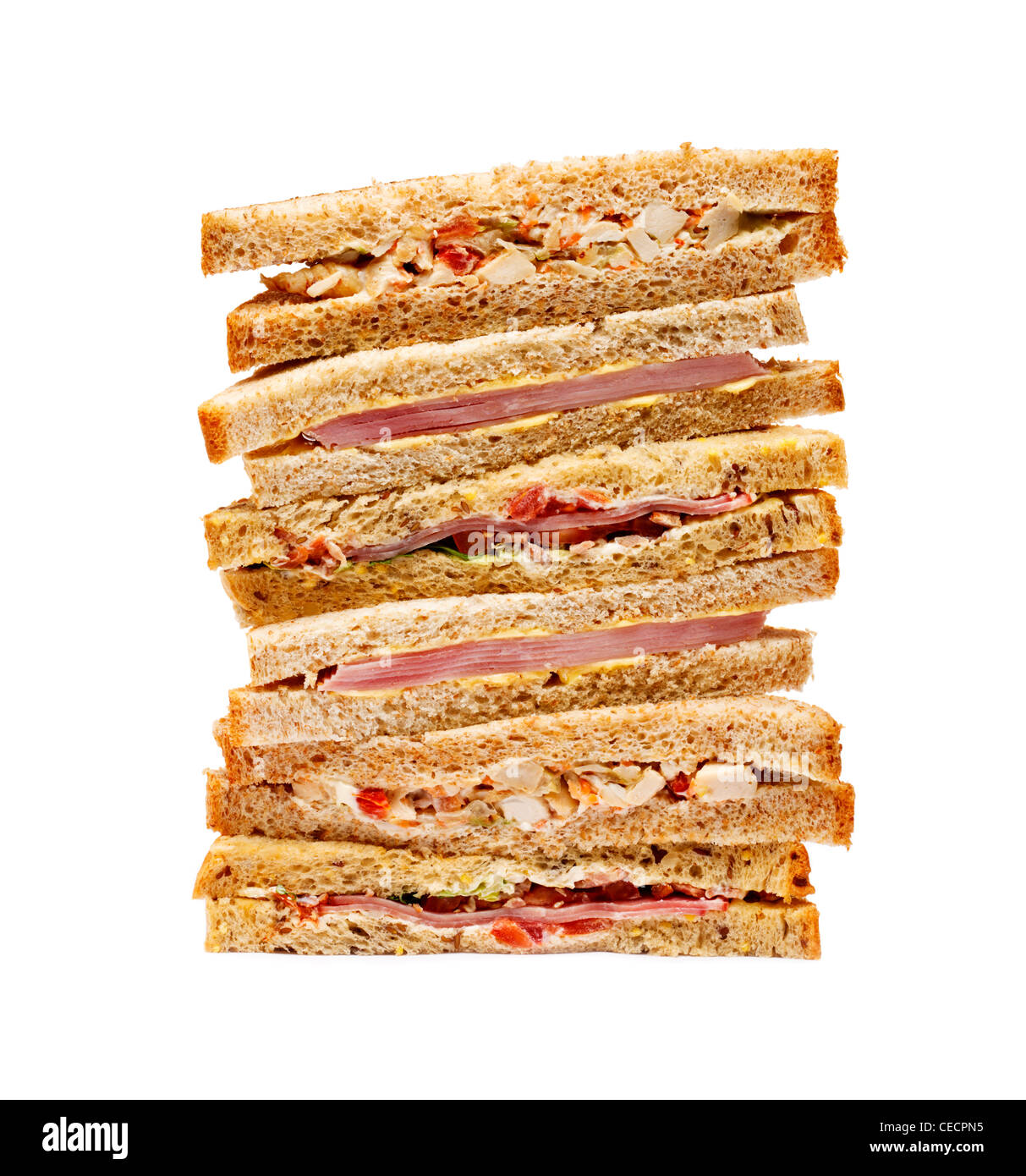 Sandwich stack on white background Stock Photo - Alamy