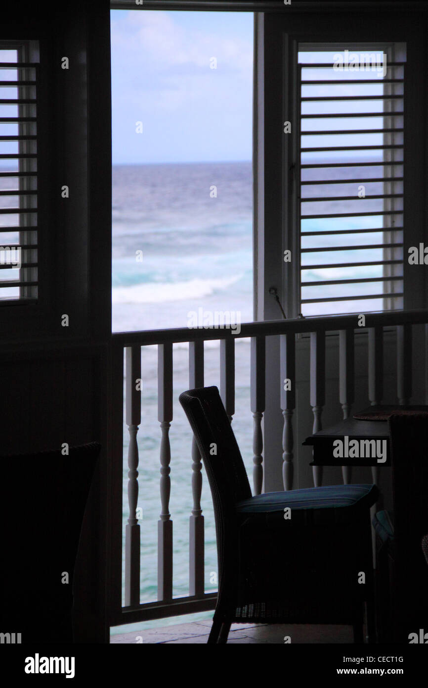 A chair beside a window looking out onto the Atlantic Ocean on the east ...