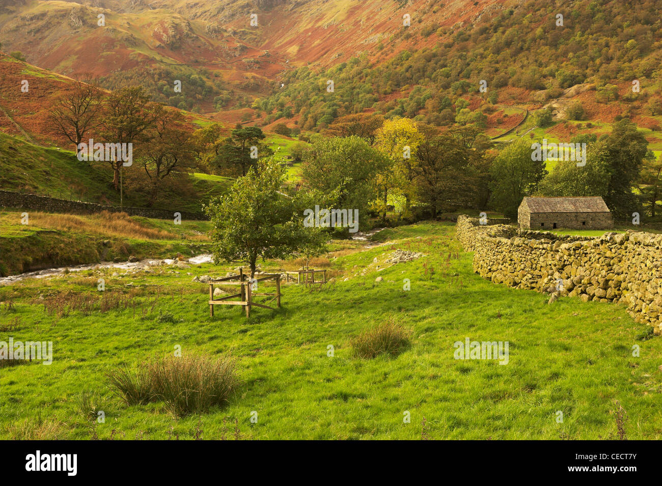 A quintessentially British view of the Lake District countryside in ...
