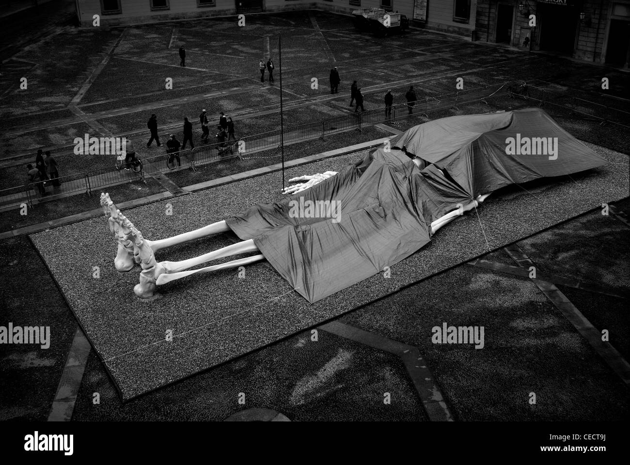 Milan, Italy. Big skeleton in public square Stock Photo - Alamy