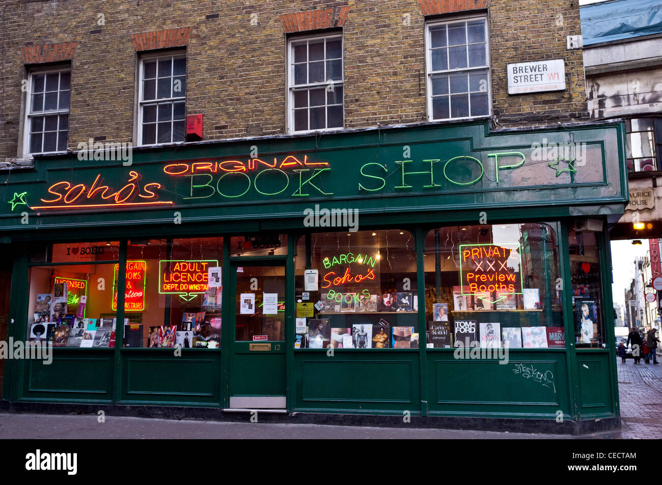 Soho's original book shop in Brewer Street, Soho, London. Picture by ...