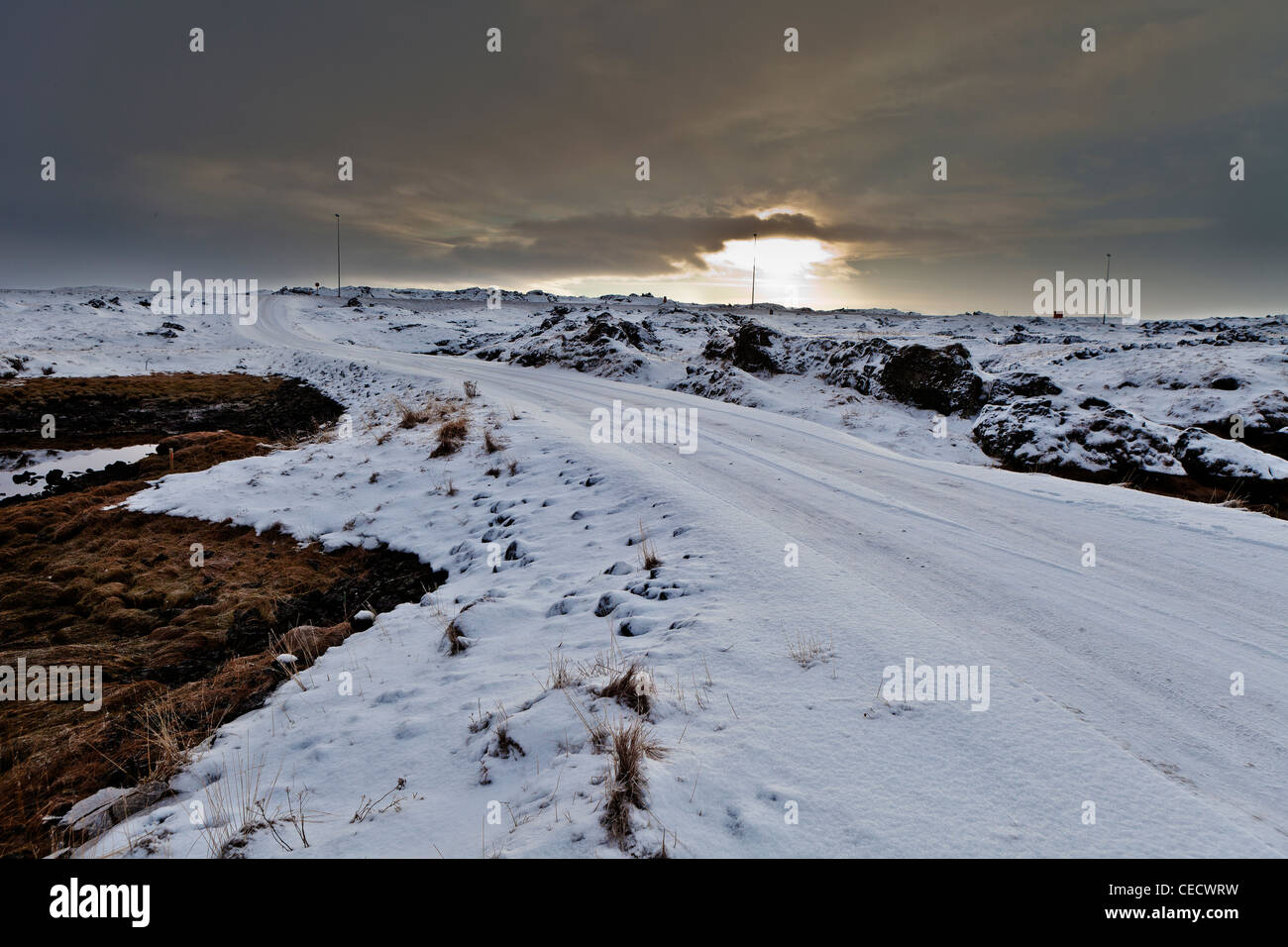Snowy landscape after winter storm, Iceland Stock Photo - Alamy