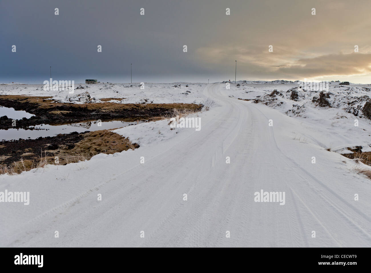 Snowy landscape after winter storm, Iceland Stock Photo - Alamy