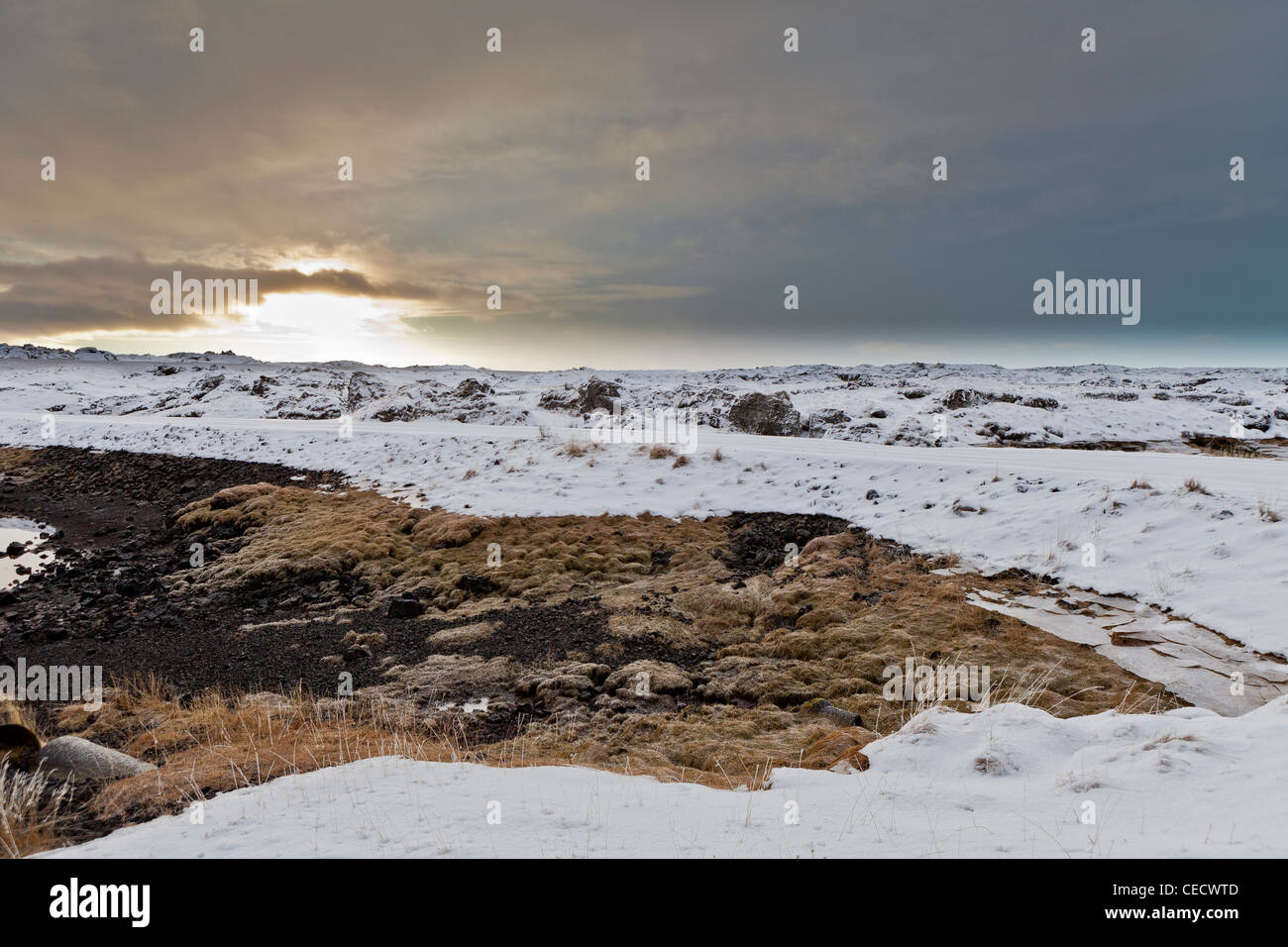 Snowy landscape after winter storm, Iceland Stock Photo - Alamy