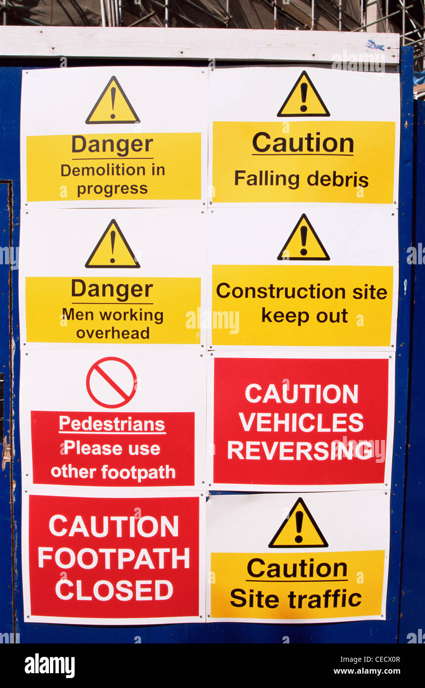 England, London, Construction Site Warning Signs Stock Photo - Alamy